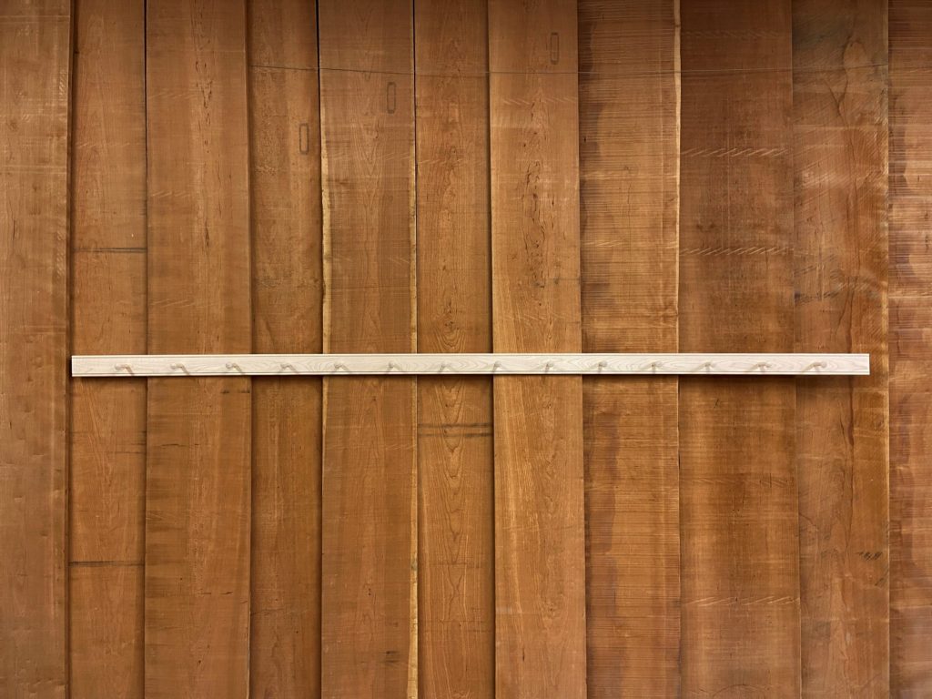 10 foot long Shaker Peg Rail with 14 Shaker Pegs in solid Maple wood