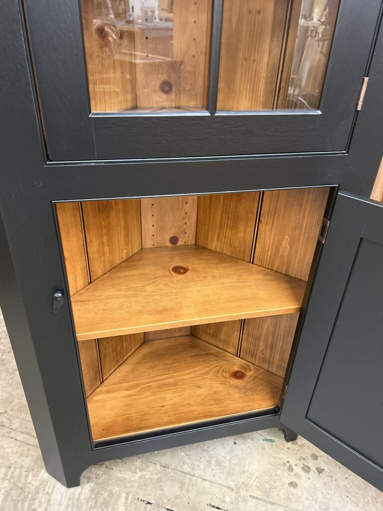 Small Glass Door Corner Cabinet in Black - Shaker Shoppe